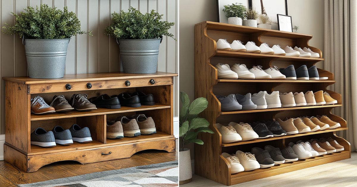 12 DIY Wooden Shoe Rack Ideas to Declutter Your Home