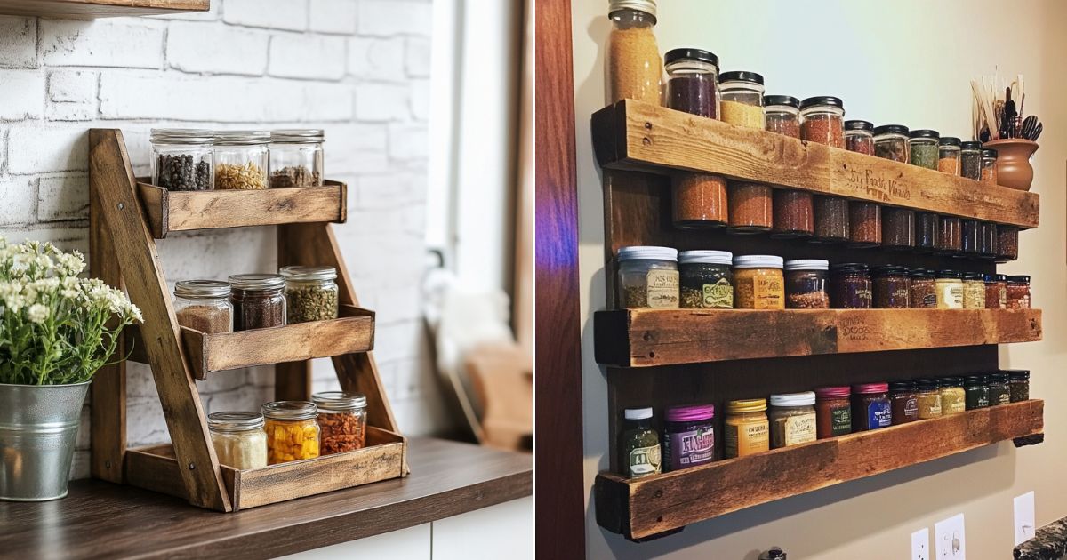 11 Beautiful DIY Wooden Spice Rack Ideas to Organize Your Kitchen